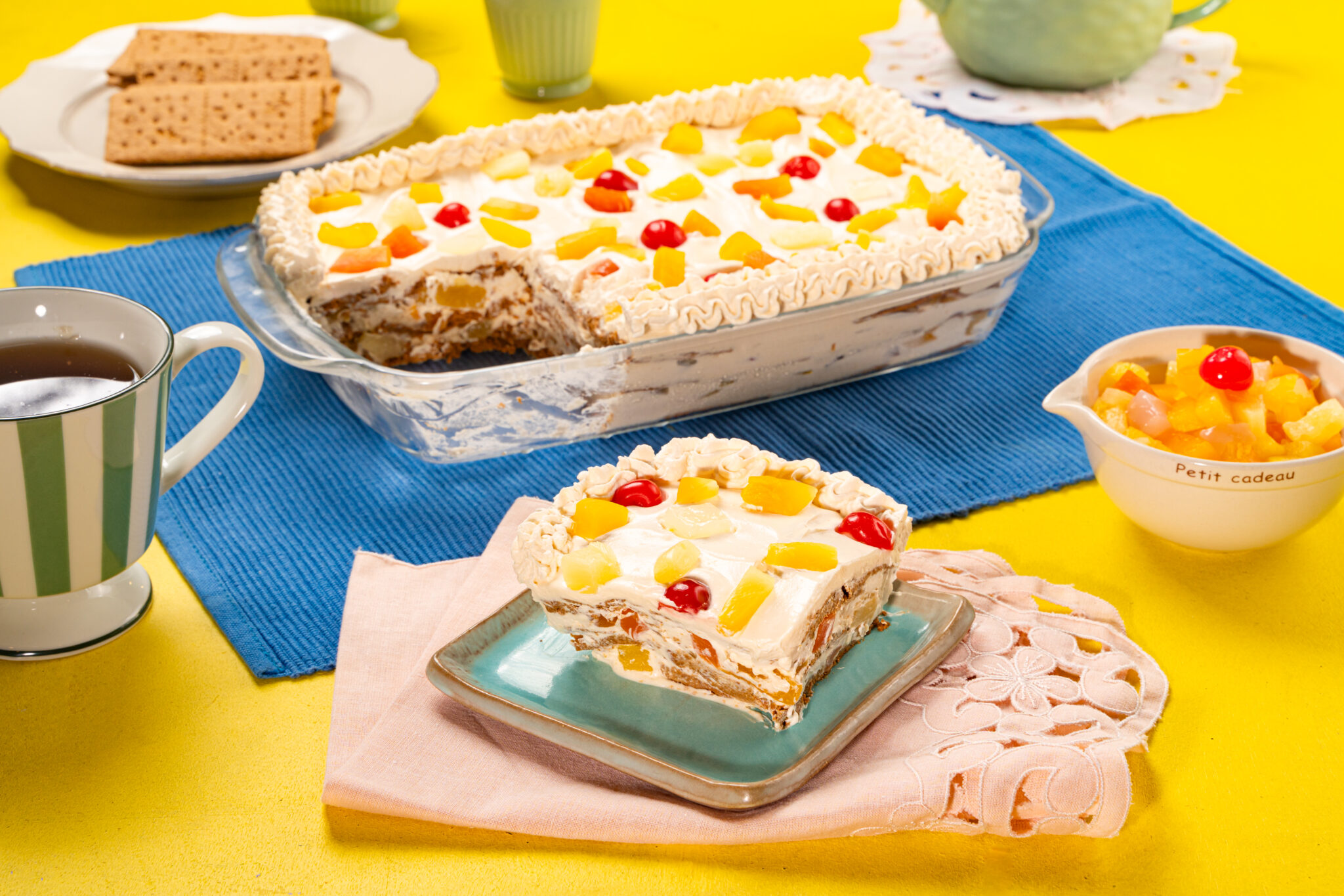 Fruit Salad Graham Refrigerator Cake - Kitchen Angel